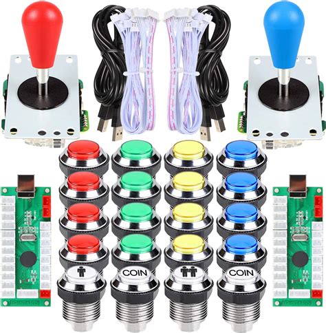 Fosiya 2 Player Arcade Diy Kit Arcade Ellipse Oval Style 8 Ways Bat