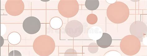 Abstract Minimalist Geometric Pattern Of Interlocking Circles And Squares Palette Of Pale Grey