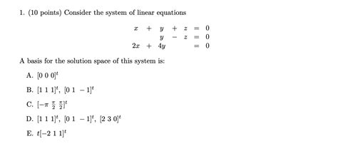 Solved 1 10 Points Consider The System Of Linear