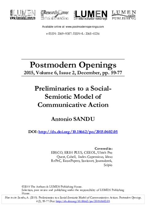 Pdf Preliminaries To A Social Semiotic Model Of Communicative Action