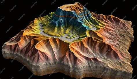 premium photo 3d topographic height map generative ai