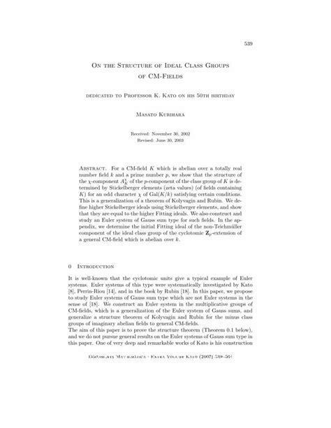 Pdf On The Structure Of Ideal Class Groups Of Cm Fieldskuriharastr