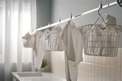 Premium Ai Image Clean Clothes On Hangers In The Laundry Room Neural Network Ai Generated