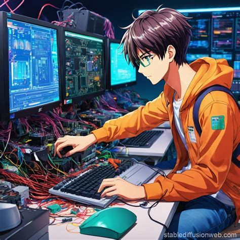 Man Repairing Computer Crash Stable Diffusion Online