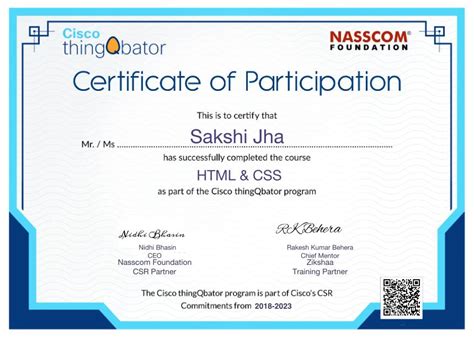Sakshi Jha On Linkedin Completion Of Html And Css As A Part Of Cisco