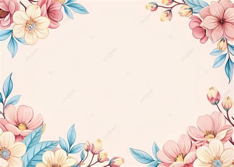 초대장을 위한 우아한 꽃 프레임 꽃 테두리 꽃 파스텔 디자인 배경 일러스트 및 사진 무료 다운로드 Pngtree