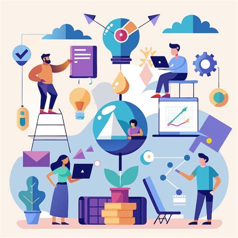 Premium Vector Collaborative Workflow And Project Management