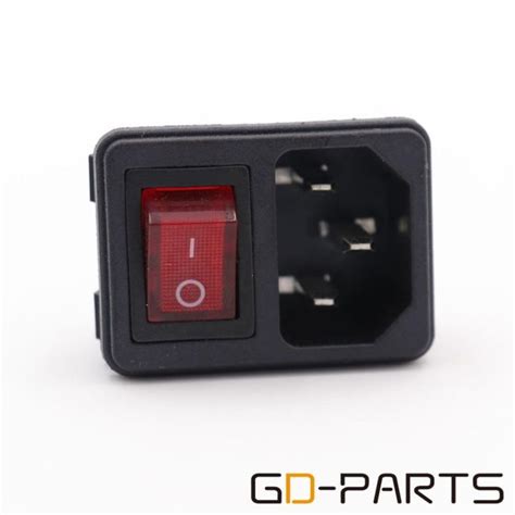 Ideal Computing Solutions 1PC IEC 320 C14 AC Power Socket Cord Inlet Receptacle With ON OFF Red