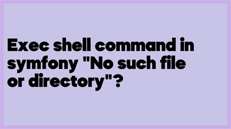 Php Exec Shell Command In Symfony No Such File Or Directory 1 Answer Youtube