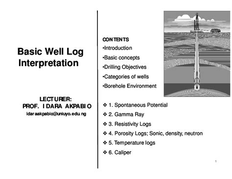 Pdf Basic Well Log Interpretation