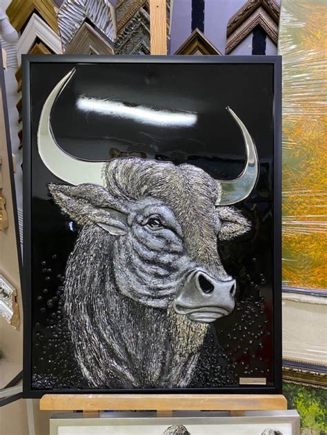 Зеркальная картина/панно «Телец» зеркало,барельеф,картины в смешанной ...