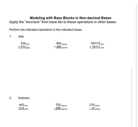 Solved Modeling With Base Blocks In Non Decimal Bases Apply