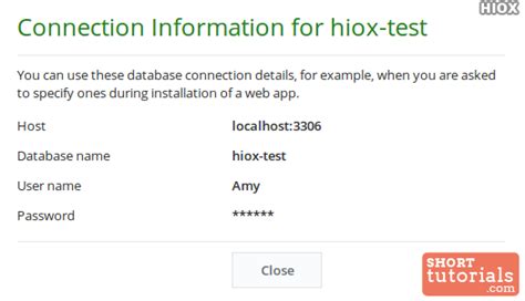 Connection Information Plesk