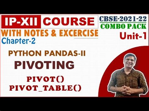 Pivoting In Python Pandas Unit Data Handling And Visualization IP Class Tutorial