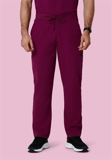 Mens V Neck 3 Pocket Scrub Top Sangria Mandala Scrubs