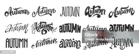 가을 세트 핸드 레터링과 서예 컬렉션 벡터 텍스트입니다 가을 수확 시즌 디자인을 위한 템플릿 가을에 대한 스톡 벡터 아트 및 기타 이미지 Istock