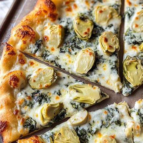 Artichoke Pizza With Spinach Parmesan Cream Sauce