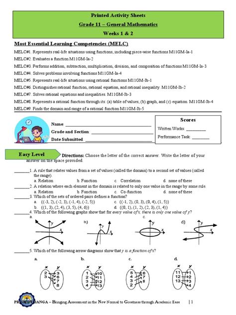 Actvity 1 Week1 And 2 Gen Math Q1 Pdf Function Mathematics