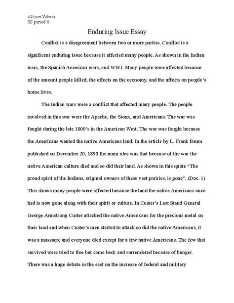 Enduring Issue Essay Allison Valentiss Period 8 Enduring Issue Essay