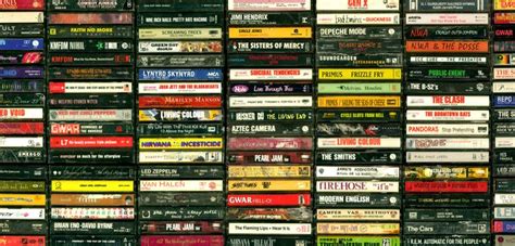 Stacked Cassettes In Various Colors And Sizes