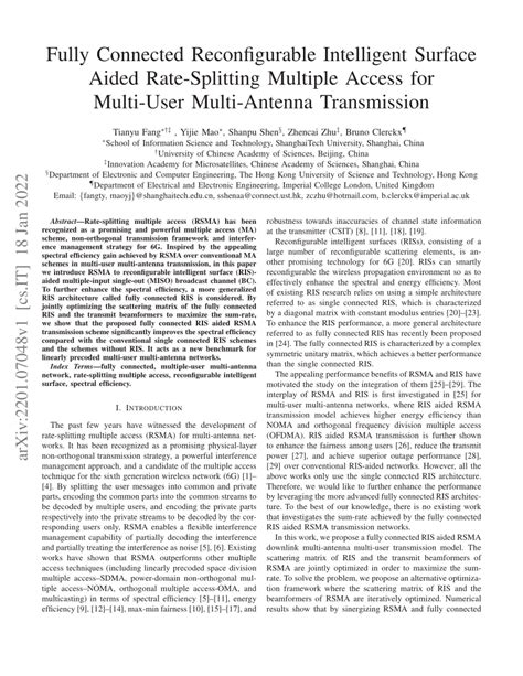 Pdf Fully Connected Reconfigurable Intelligent Surface Aided Rate Splitting Multiple Access