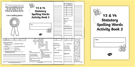 Statutory Spelling List Y3 And Y4 Activity Booklet 2