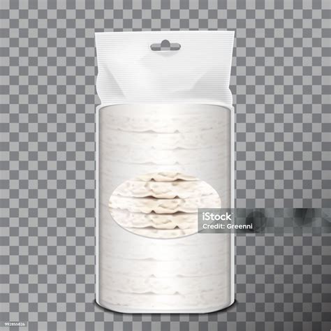 흰색 플라스틱이 나 셀로판 필름 팩에 밀 쌀 옥수수 빵 패키지 벡터 디자인 토스트 3 차원 일러스트 레이 션 조정 및 확장성 3차원 형태에 대한 스톡 벡터 아트 및 기타
