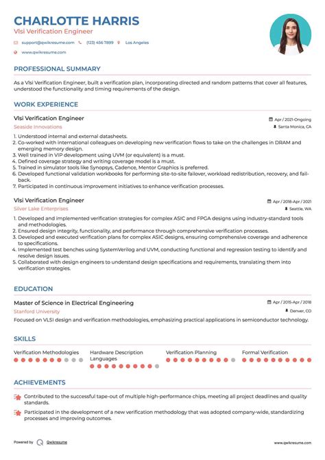 10 Vlsi Verification Engineer Resume Samples And Templates For 2026