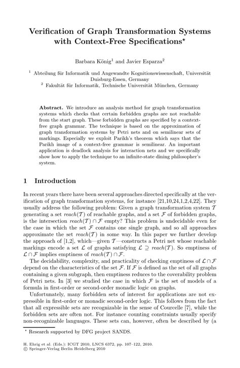Pdf Verification Of Graph Transformation Systems With Context Free Specifications