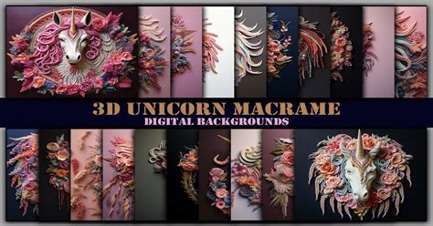 Unicorn Macrame Background Bundle Bundle · Creative Fabrica