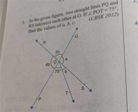 In The Given Figure Two Straight Lines Pq And Rs Intersect Each Other