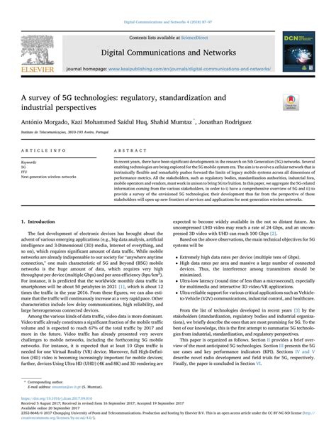 Pdf A Survey Of 5g Technologies Regulatory Standardization And Industrial Perspectives