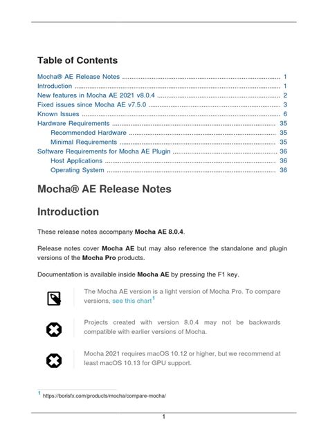 Mocha Ae Release Notes Pdf Mac Os Graphical User Interfaces