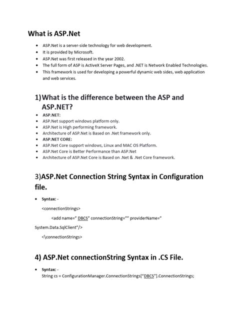 Asp Net Connection String And Basic Program Pdf Active Server