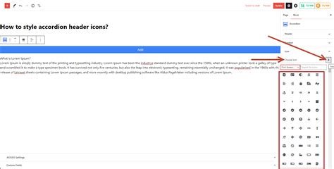 how to style accordion header icons
