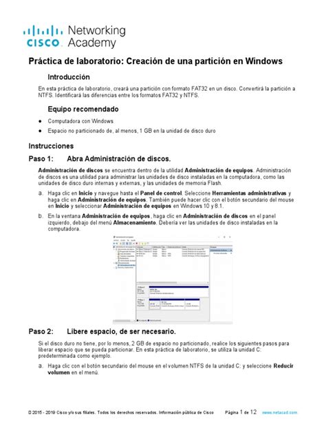 10 2 1 8 Lab Create A Partition In Windows Pdf Ventana