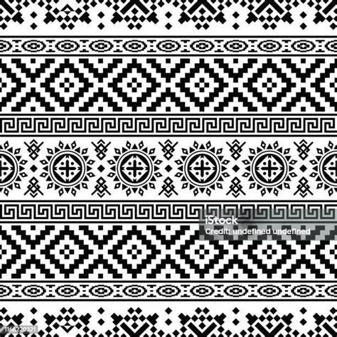 흑백 색상의 이캇 전통 아즈텍 패턴 템플릿 및 배경 디자인에 대한 부족 민족 패턴 추상 벡터 0명에 대한 스톡 벡터 아트 및 기타 이미지 Istock