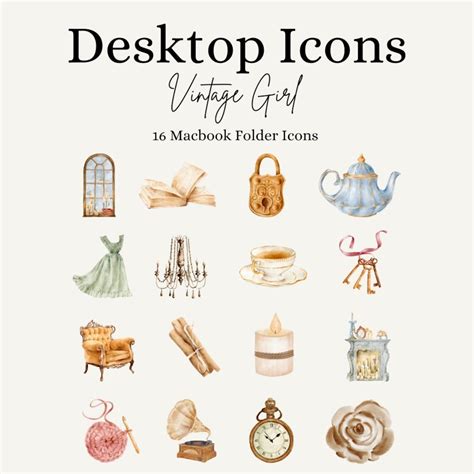 Vintage Girl Macbook Folder Icons Imac Folder Icons Modern Icons Desktop Organizer Png