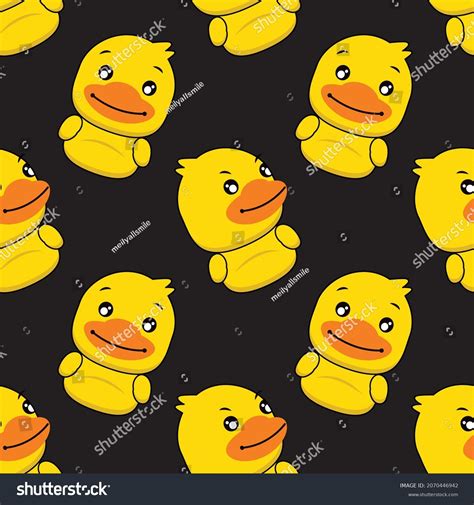 Cute Duck Seamless Pattern Black Background Stock Vector Royalty Free 2070446942 Shutterstock