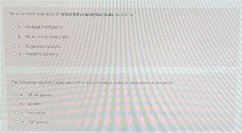 Solved These Are Best Examples Of Prescriptive Analytics