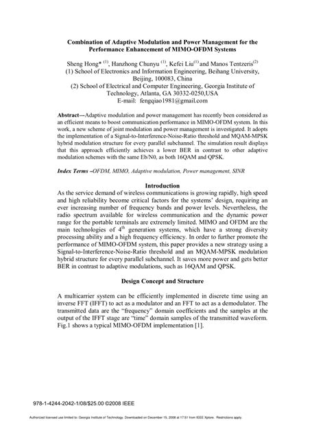 Pdf Combination Of Adaptive Modulation And Power Management For The
