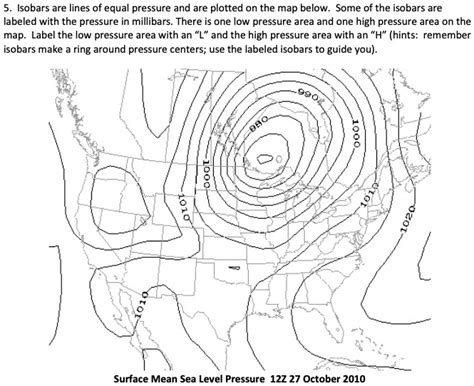 Solved Isobars Are Lines Of Equal Pressure And Are Plotted On The Map Below Some Of The