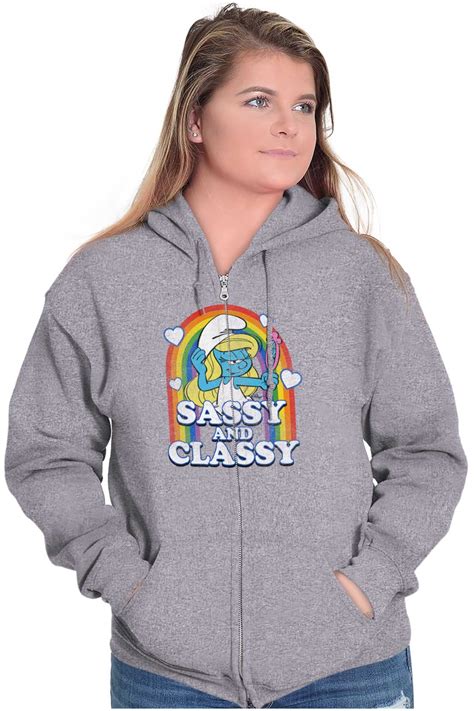 Smurfette Sassy Classy Smurf Rainbow Women Plus Size Zipper Hoodie