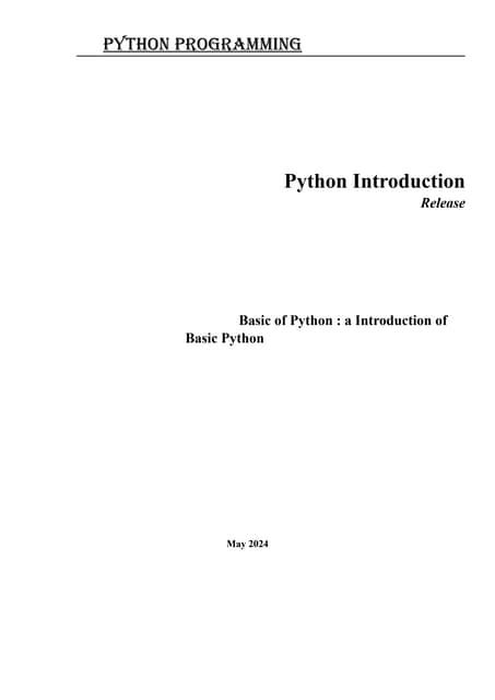 A Introduction Book Of Python For Beginnersdocx