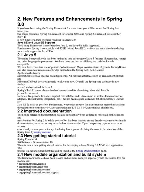new features and enhancements in spring 3 0 2 1 java 5 pdf spring framework application