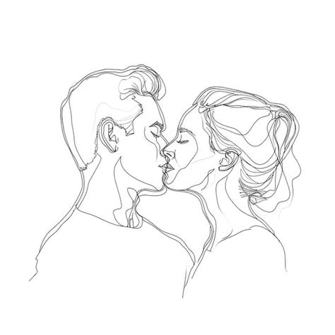 Premium Photo Intimate Moment Captured In Delicate Sketch Of Two People Sharing A Tender Kiss