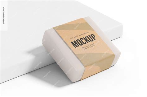 Premium Psd Square Soap Kraft Label Mockup Leaned