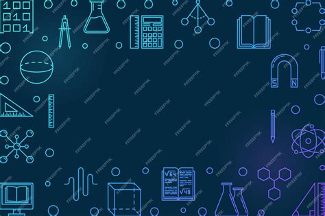 Premium Vector Stem Learning Blue Creative Horizontal Frame Vector Illustration