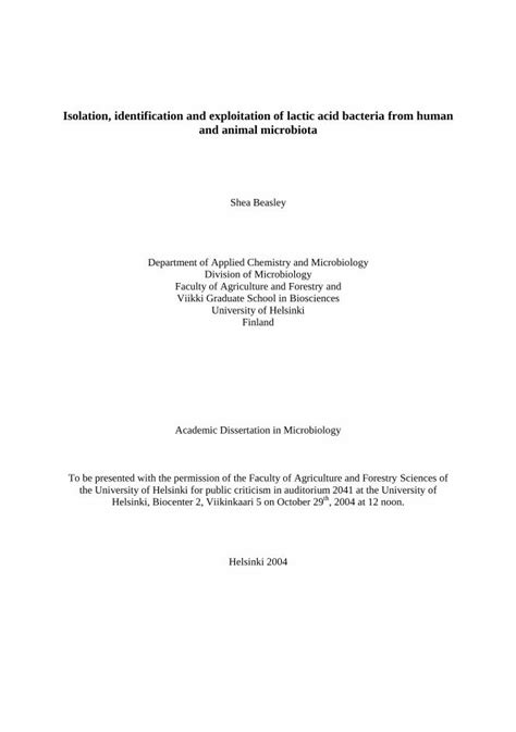 Pdf Isolation Identification And Exploitation Of Lactic Acid