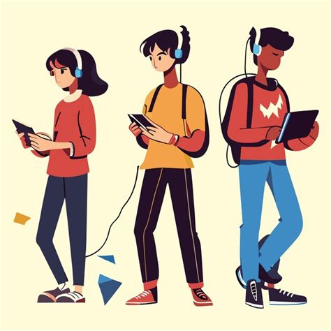 Premium Vector Youthful Tech Enthusiasts Sketches
